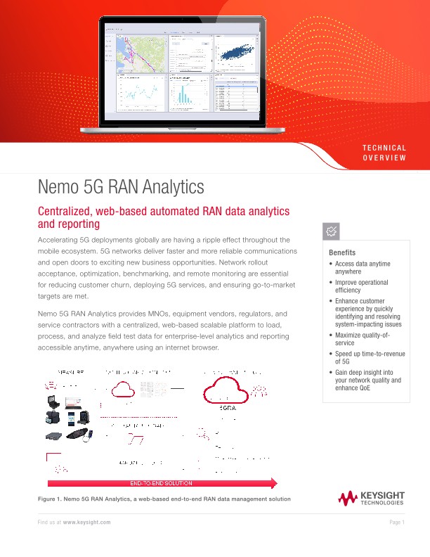 Nemo 5G RAN Analytics PDF Asset Page | Keysight